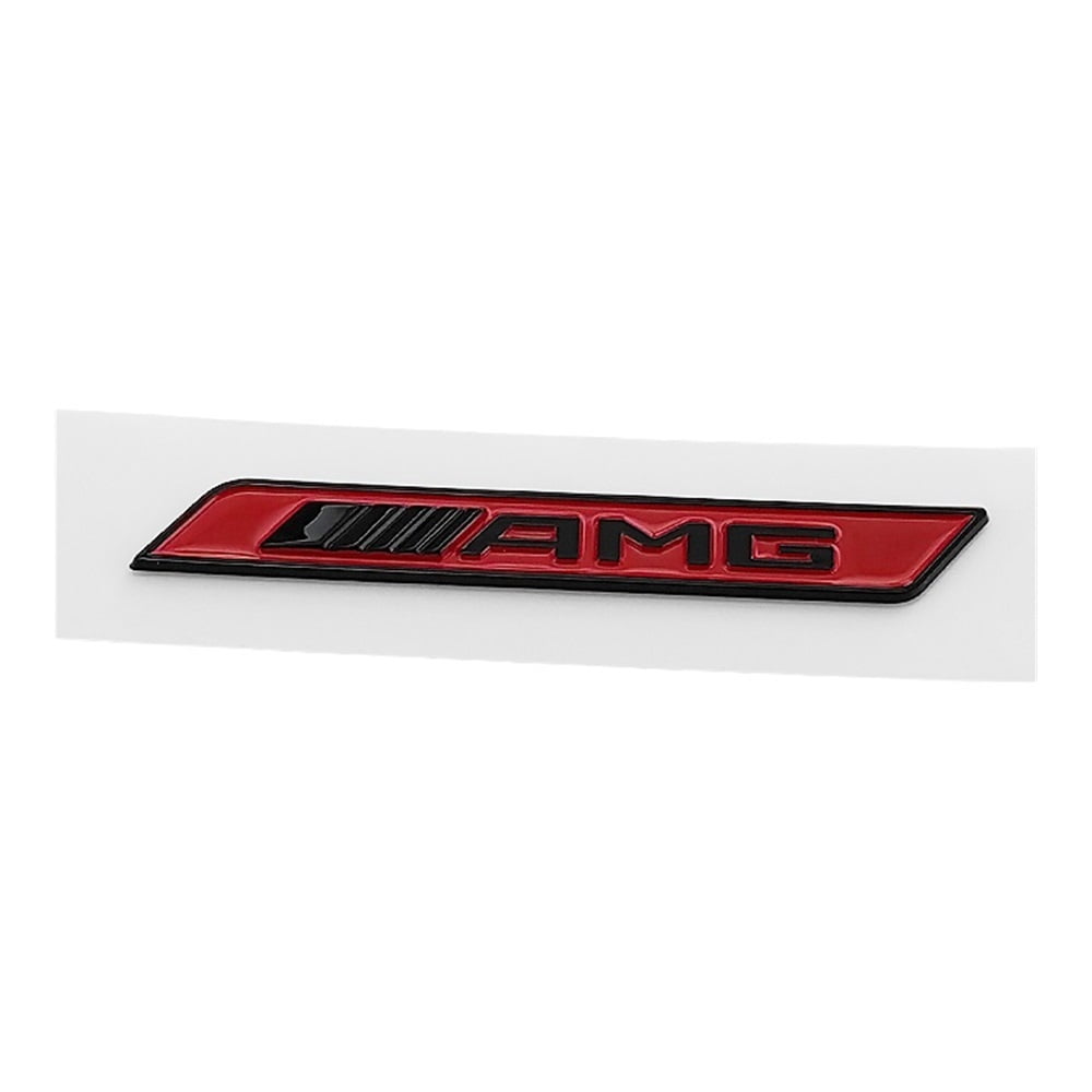 SKY 2pc 3D ABS Chrome Red Black Logo AMG Emblem Car Fender Side Badge ...
