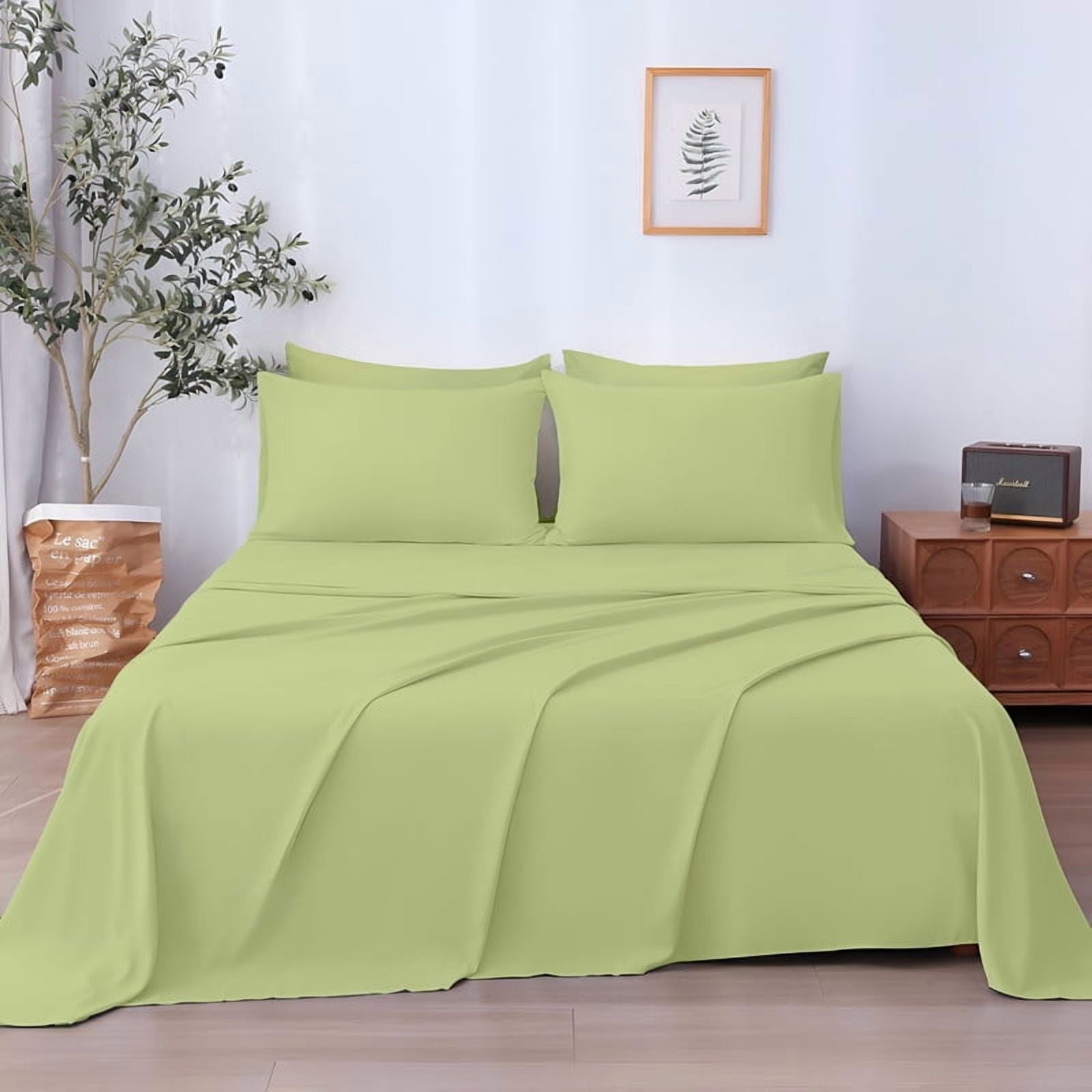 SKY BEDDINGS 4-Piece Queen Sheet Set - Cooling , 100% Microfiber Sheet ...