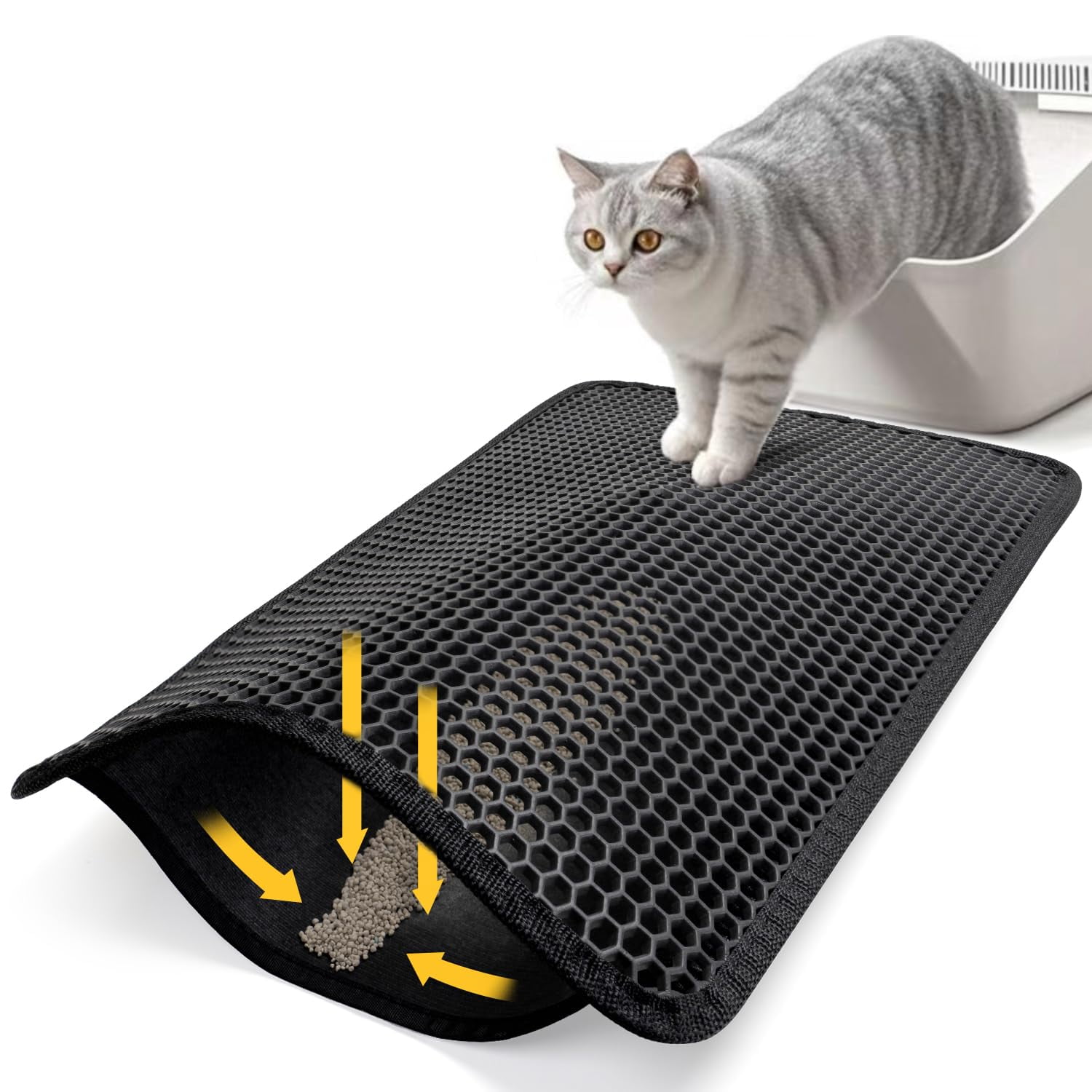 SKY Cat Litter Trapping Mat for Small Spaces, 23.6"x14.6" Space-Saving ...