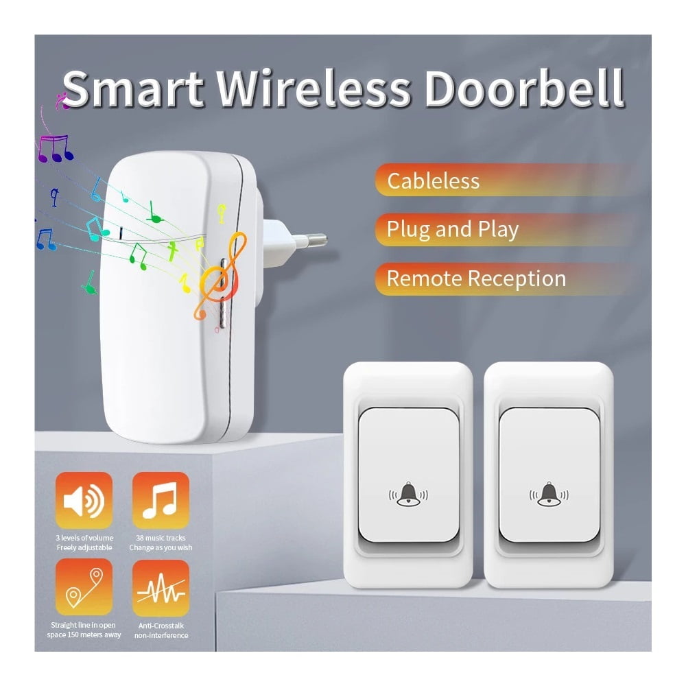 SKY Wireless Smart Doorbell WiFi 300M Distance with Chime 3-level ...