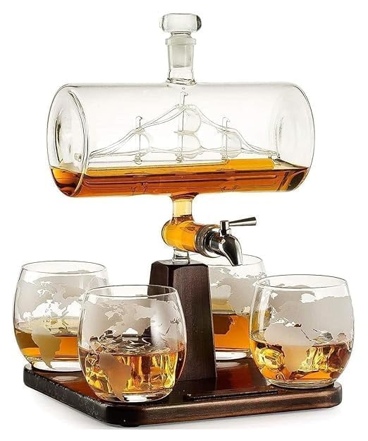 SKYBUCKET Creative Antique Boat Shape Decanter Red Wine Whiskey Glass ...