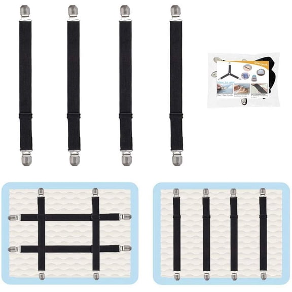 Bed Sheet Clips Straps Sheet Holder Mattress Clips, 4 Pcs Adjustable ...