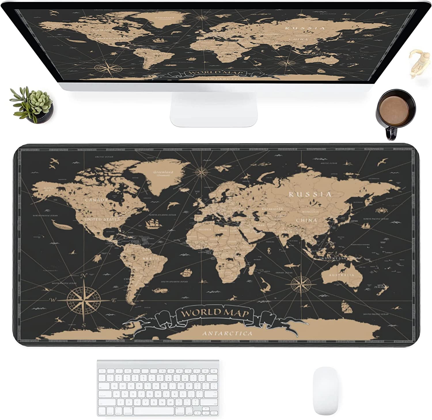 SKYDAWNY Desk Mat,Navigation World Map Extended Gaming Mouse Pad for ...