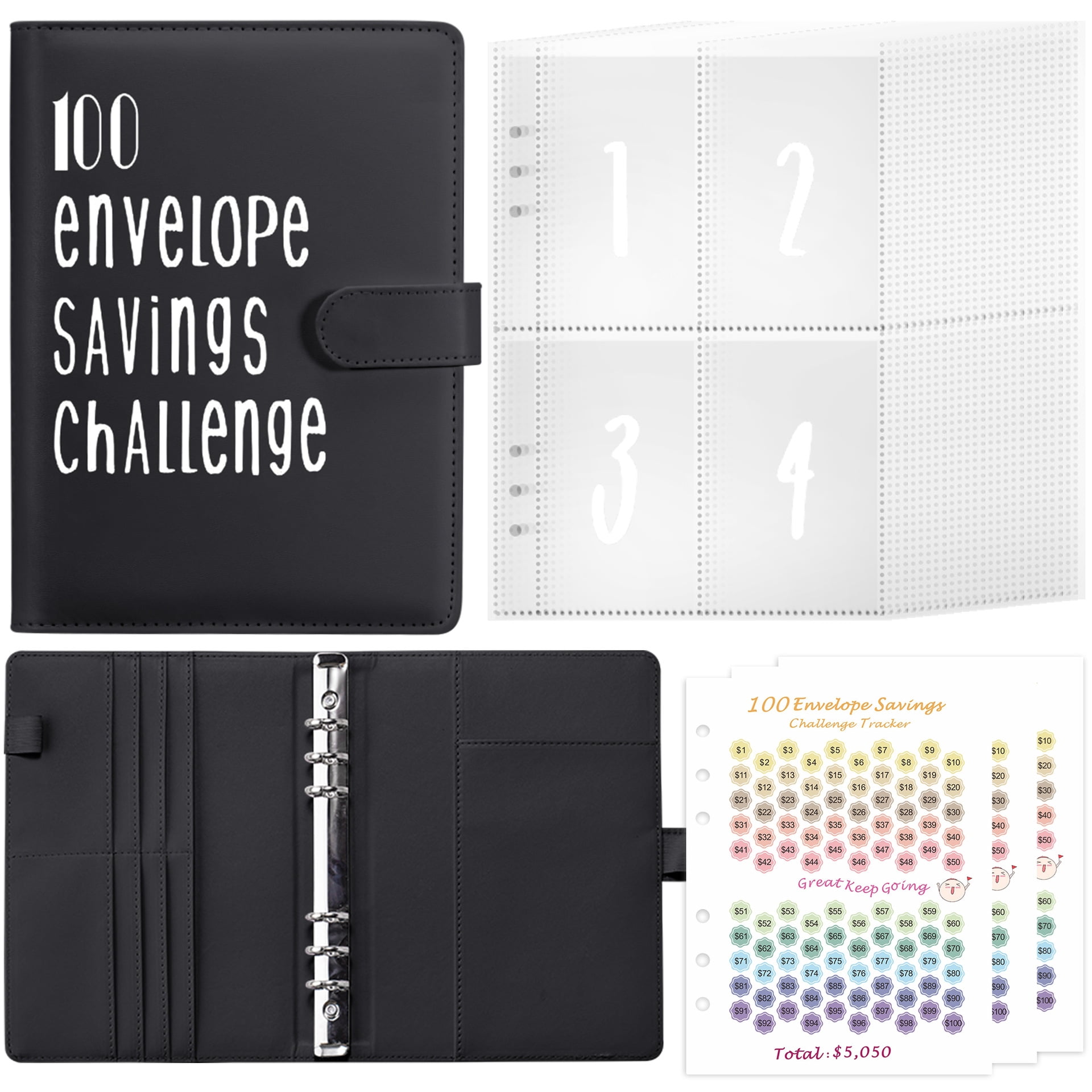 SKYDUE 100 Envelopes Challenge Binder, A5 Money Saving Budget Binder ...