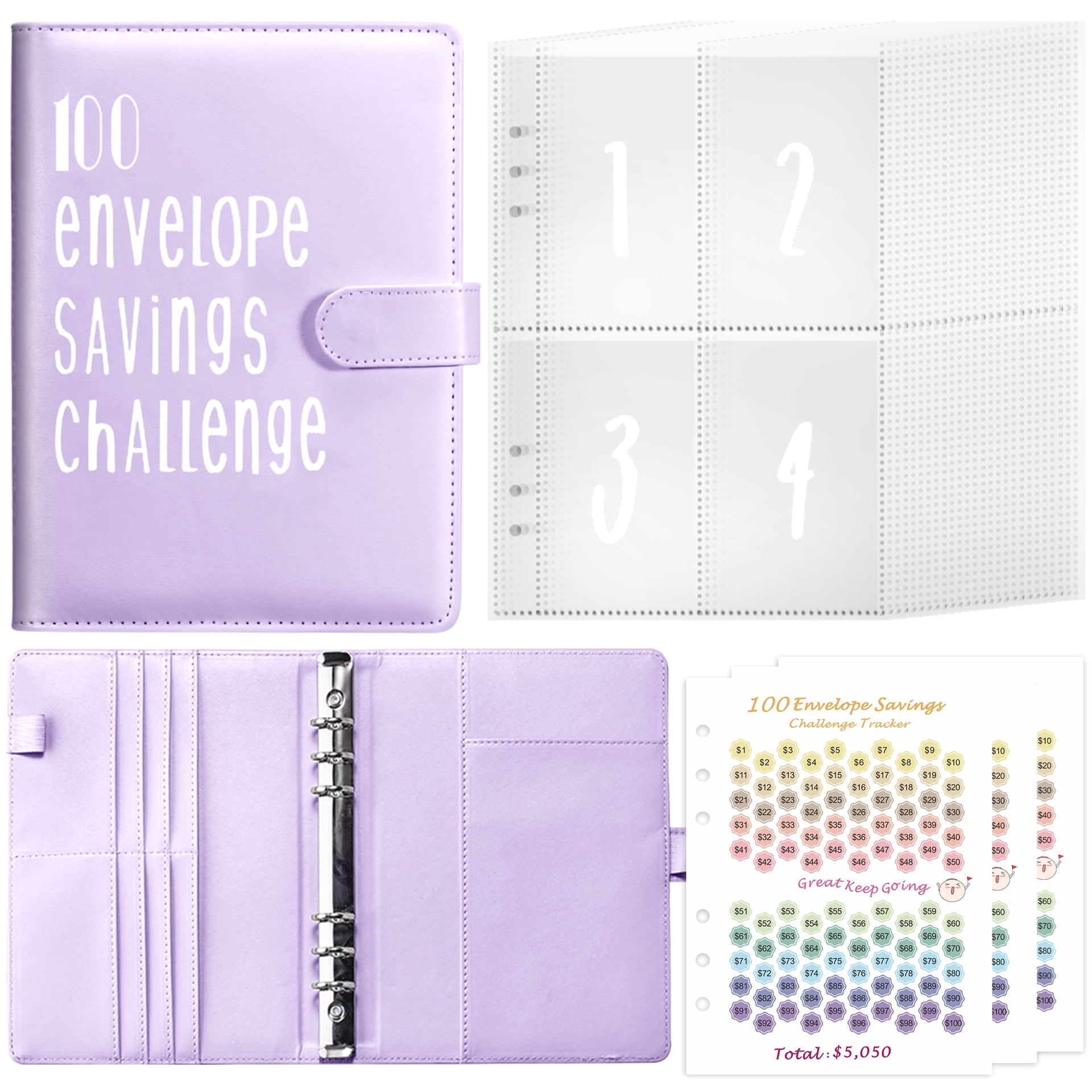 SKYDUE 100 Envelopes Challenge Binder, A5 Money Saving Budget Binder ...