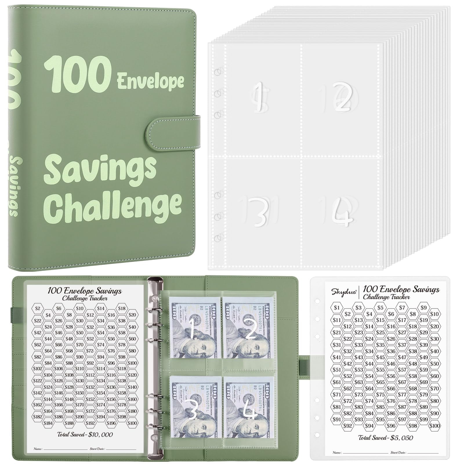 SKYDUE 100 Envelopes Money Saving Challenge Binder, Savings Challenges ...