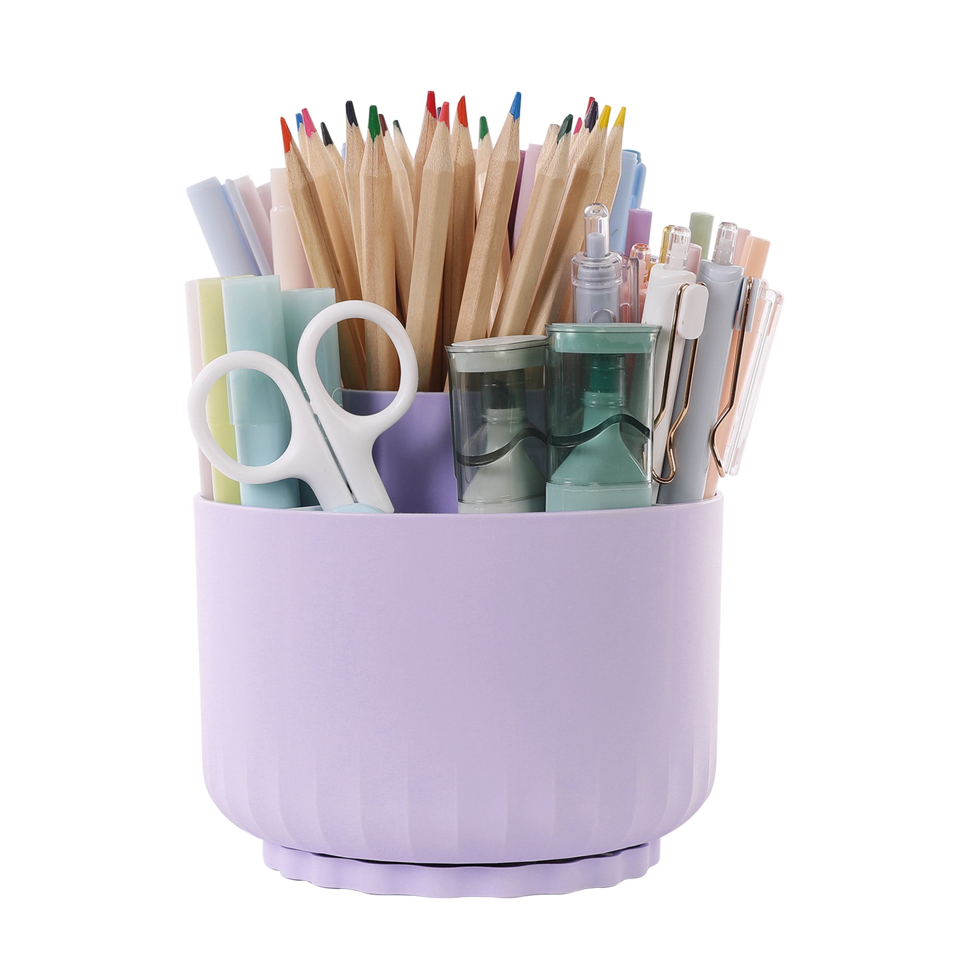 SKYDUE 360-Degree Rotating Pencil Pen Holder, Desktop Organizer with 5 ...
