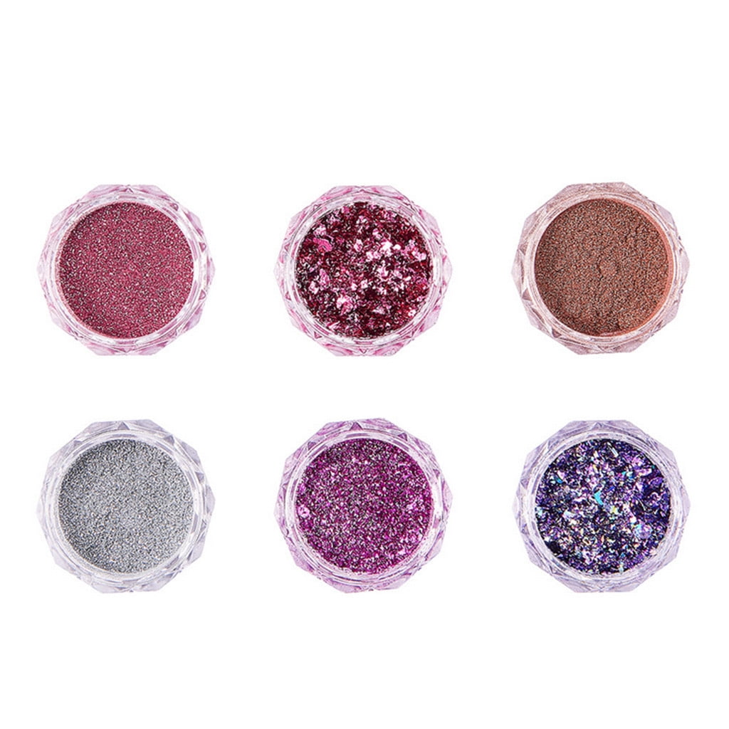 SKYESHEALLY French Nail Stickers Multi-color Magic Mirror Powder Color ...