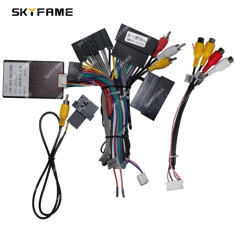 SKYFAME 16Pin Car Wiring Harness Adapter Canbus Box Decoder Android Radio Power Cable For Ford ...