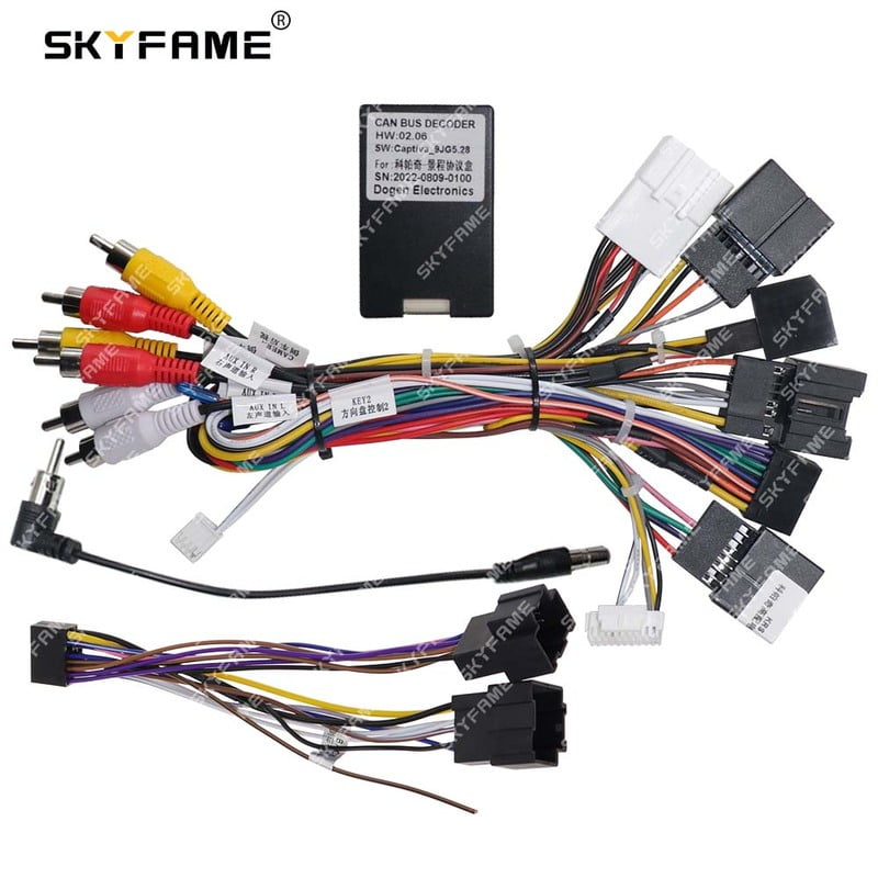 SKYFAME Car 16pin Wiring Harness Adapter Canbus Box Decoder Android Radio Power Cable For ...