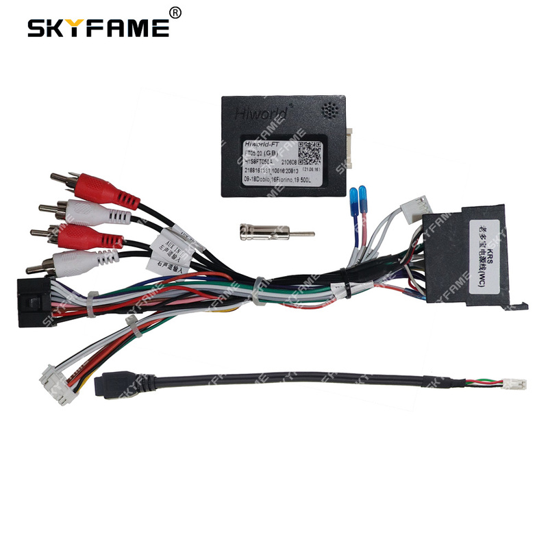 SKYFAME Car 16pin Wiring Harness Adapter Canbus Box Decoder Android Radio Power Cable For Fiat ...