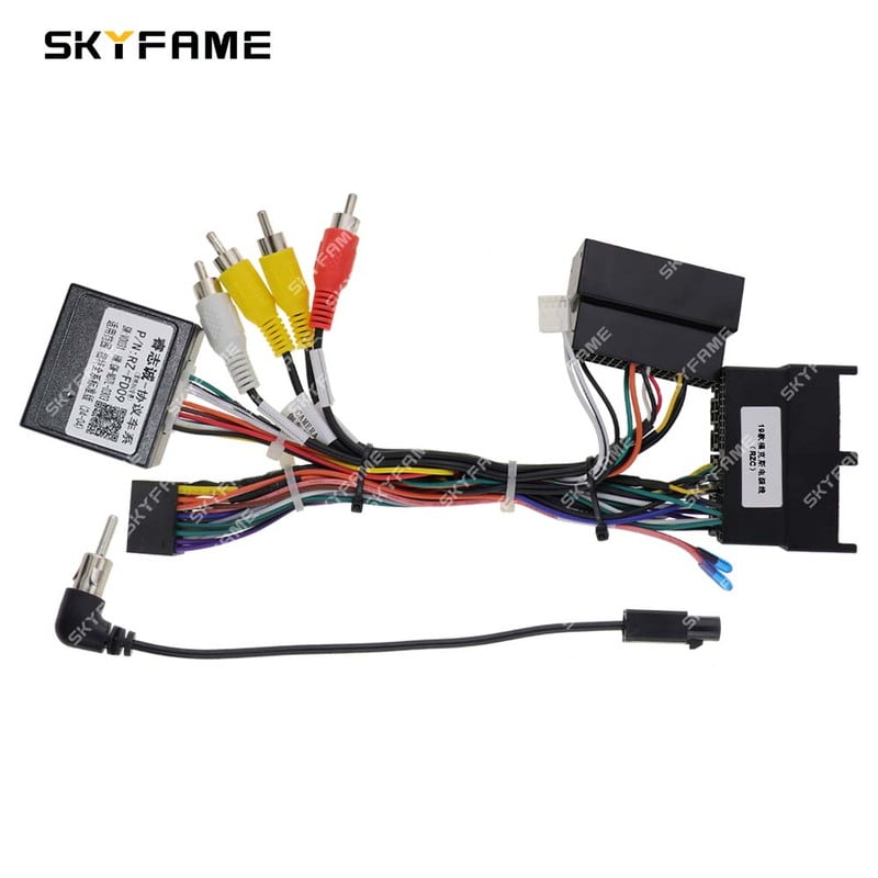 SKYFAME Car 16pin Wiring Harness Adapter Canbus Box Decoder Android Radio Power Cable For Ford ...