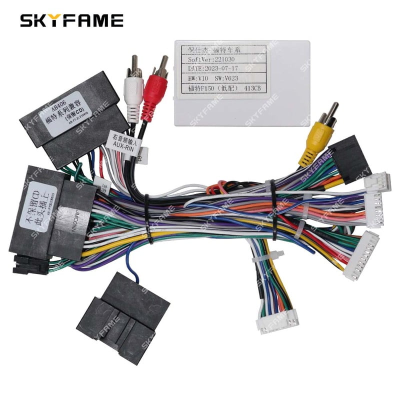 SKYFAME Car 16pin Wiring Harness Adapter Canbus Box Decoder Android Radio Power Cable For Ford ...