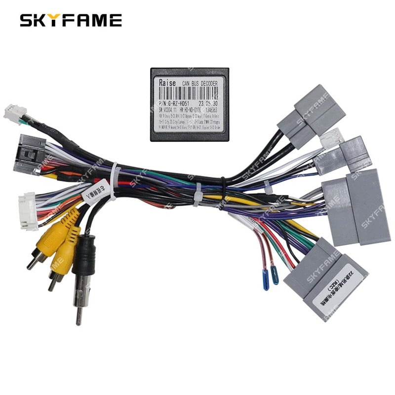 SKYFAME Car 16pin Wiring Harness Adapter Canbus Box Decoder Android Radio Power Cable For Honda ...