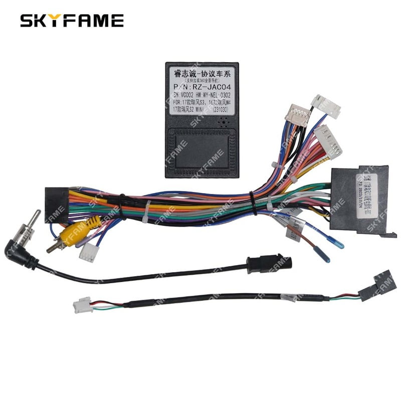 SKYFAME Car 16pin Wiring Harness Adapter Canbus Box Decoder Android Radio Power Cable For JAC ...