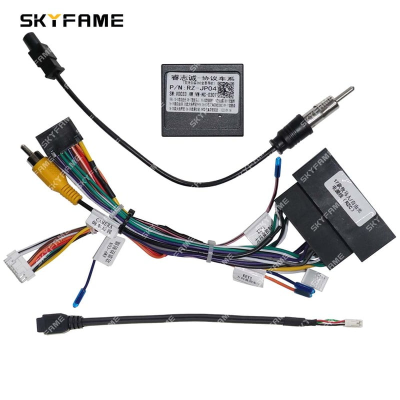 SKYFAME Car 16pin Wiring Harness Adapter Canbus Box Decoder Android Radio Power Cable For Jeep ...