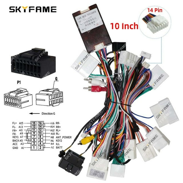SKYFAME Car 16pin Wiring Harness Adapter Canbus Box Decoder Android ...