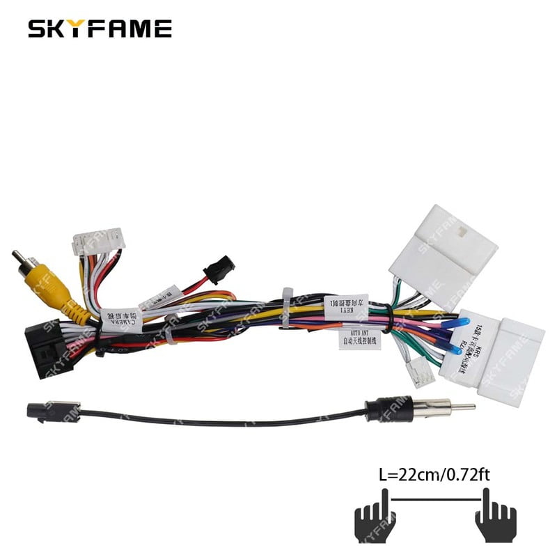 SKYFAME Car 16pin Wiring Harness Adapter Canbus Box Decoder Android Radio Power Cable For ...