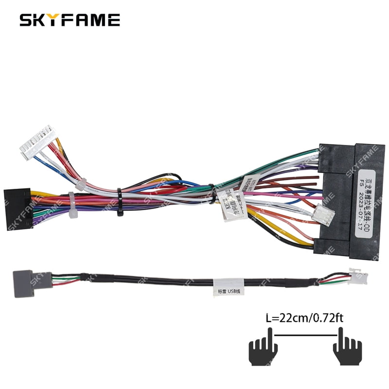 SKYFAME Car 16pin Wiring Harness Adapter Canbus Box Decoder Android Radio Power Cable For ...
