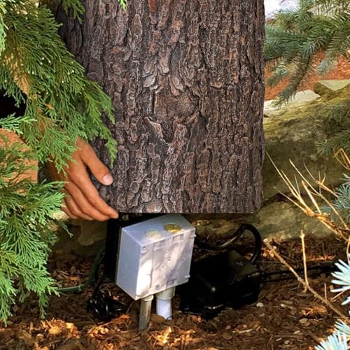 SKYFIRE Concrete Faux Oak Stump Cover - 16.5”H Outdoor Side Table ...