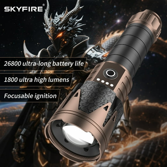 SKYFIRE high-lumen LED flashlight with ignition lens, high-lumen ...