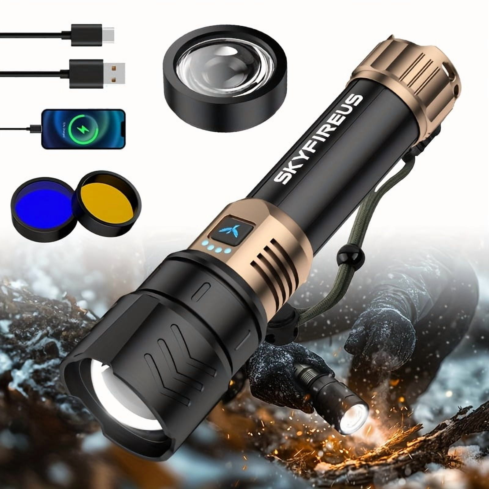 SKYFIRE LED Flashlight High Lumens, Super Bright Rechargeable ...
