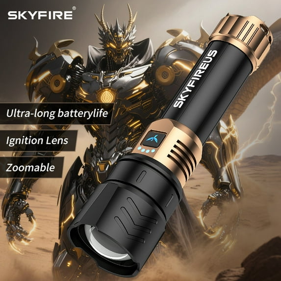 SKYFIRE LED flashlight High lumen, super bright rechargeable flashlight ...