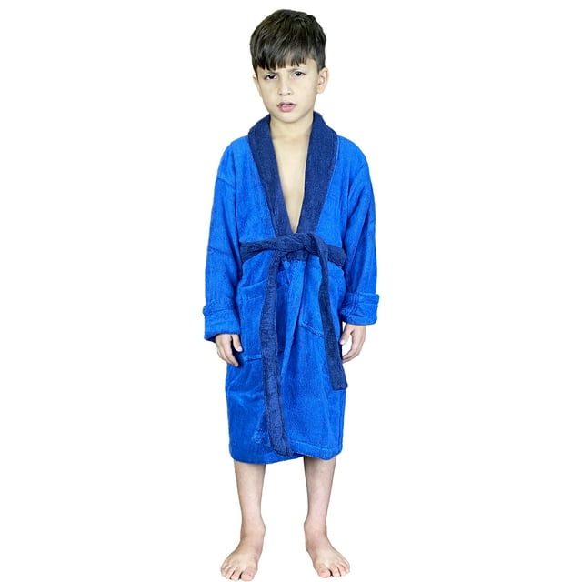 SKYLINEWEARS Kids Bathrobes for Boys Shawl Collar 100% Cotton Bath Robe ...