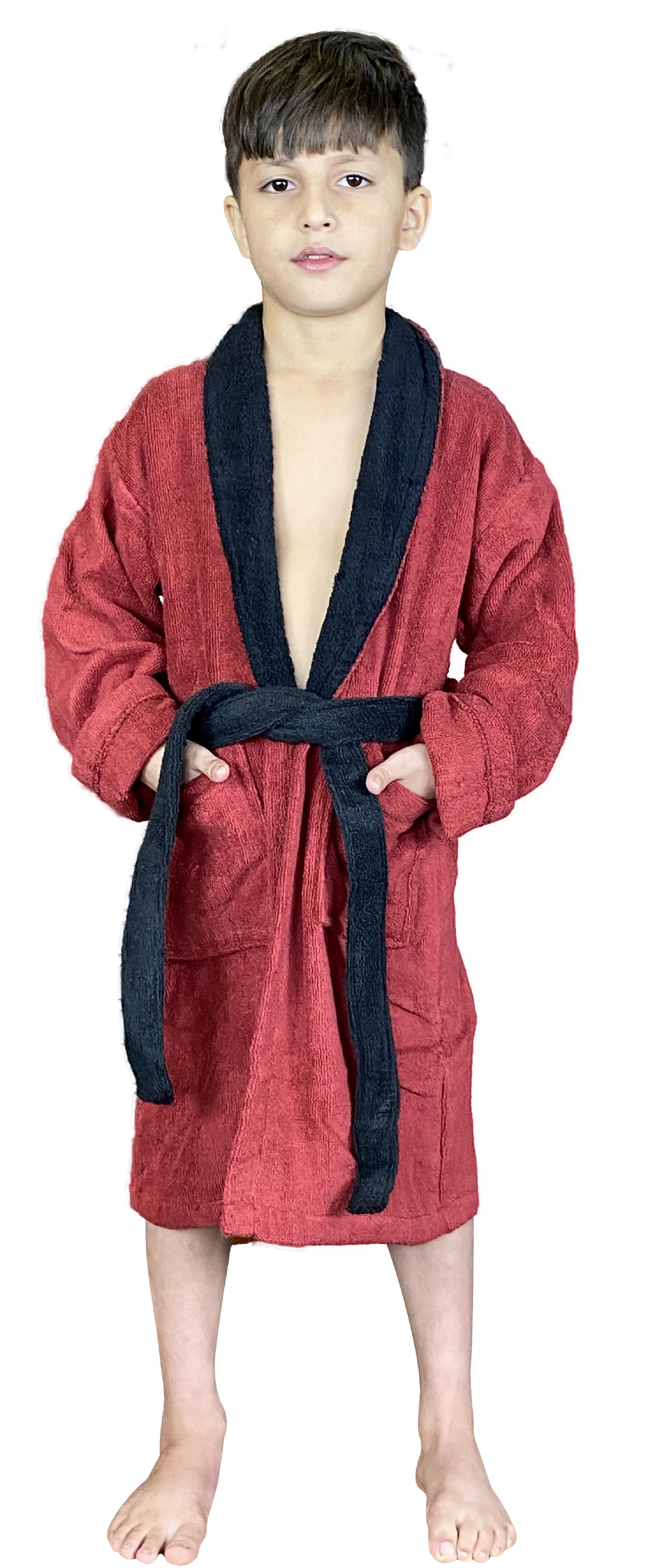 SKYLINEWEARS Little Boy Bathrobe Shawl Collar Spa Bath Robe Wine Size ...