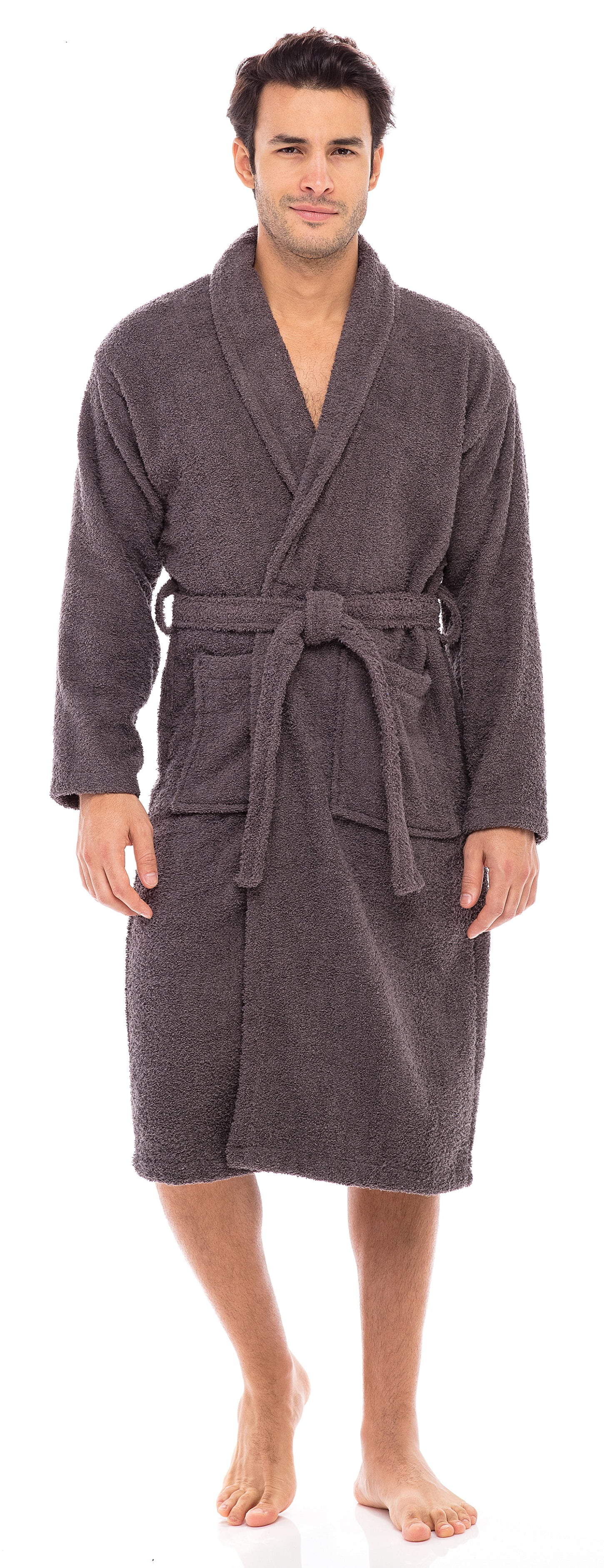 SkylineWears Men's Terry Cotton Bathrobe, Shawl Collar, Kimono Style ...
