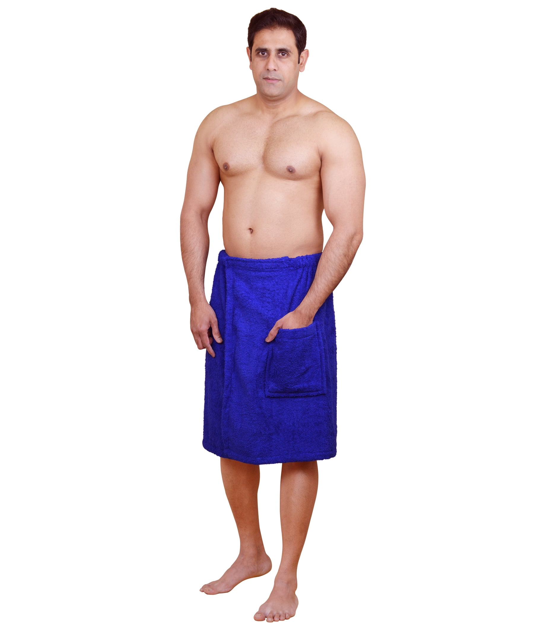 SKYLINEWEARS Mens Terry Cotton Bath Wrap, Adjustable Velcro, Perfect ...