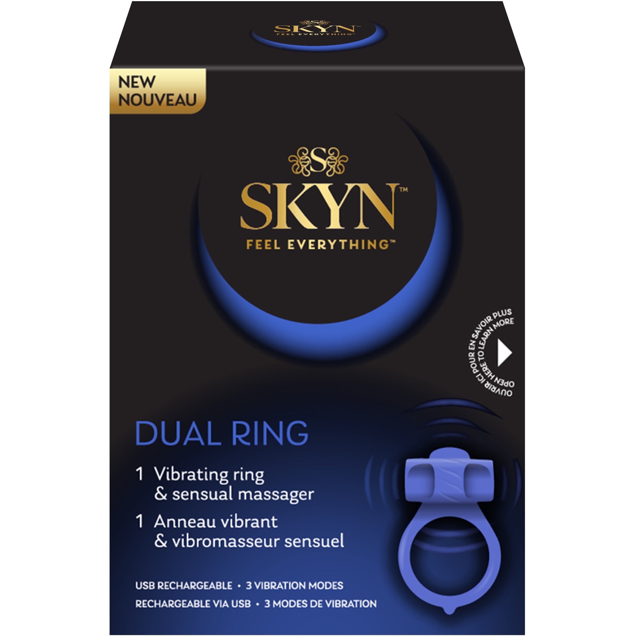 SKYN Dual Ring: Vibrating Ring and Sensual Massager, USB Rechargeable, 3 Speeds, Water Resistant ...
