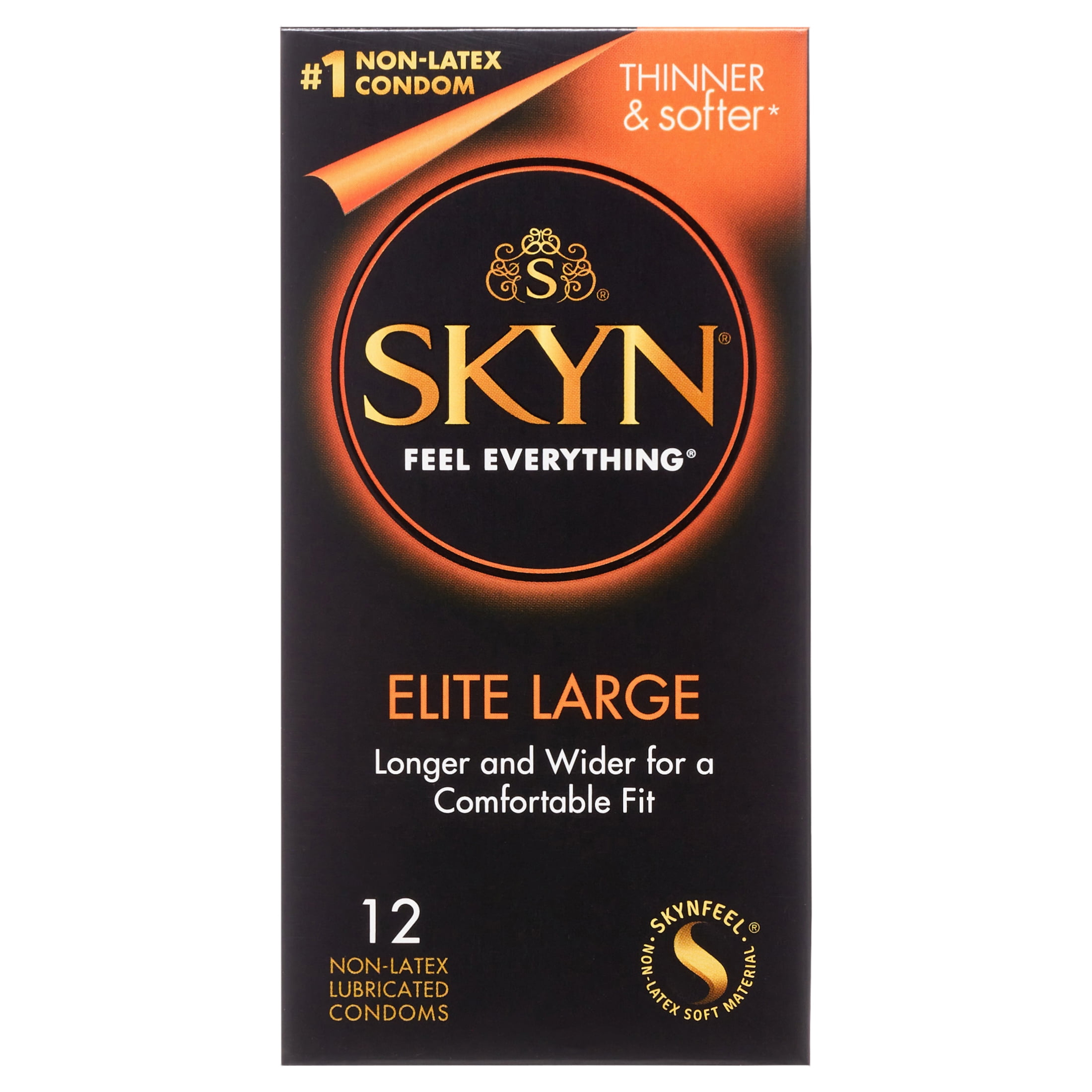 SKYN Elite Large Lubricated Non-Latex Condoms, 12 Count - Walmart.com