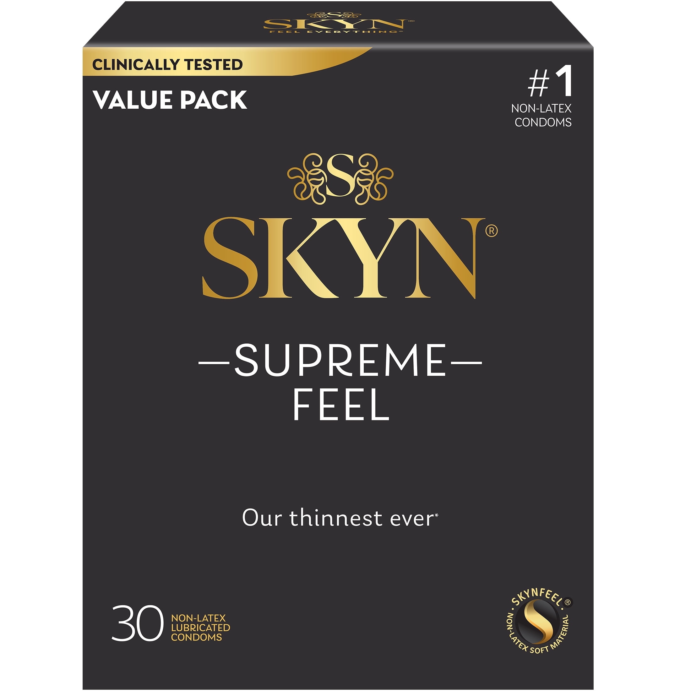 SKYN Supreme Feel Non-Latex Lubricated Condoms, 30 Count - Walmart.com