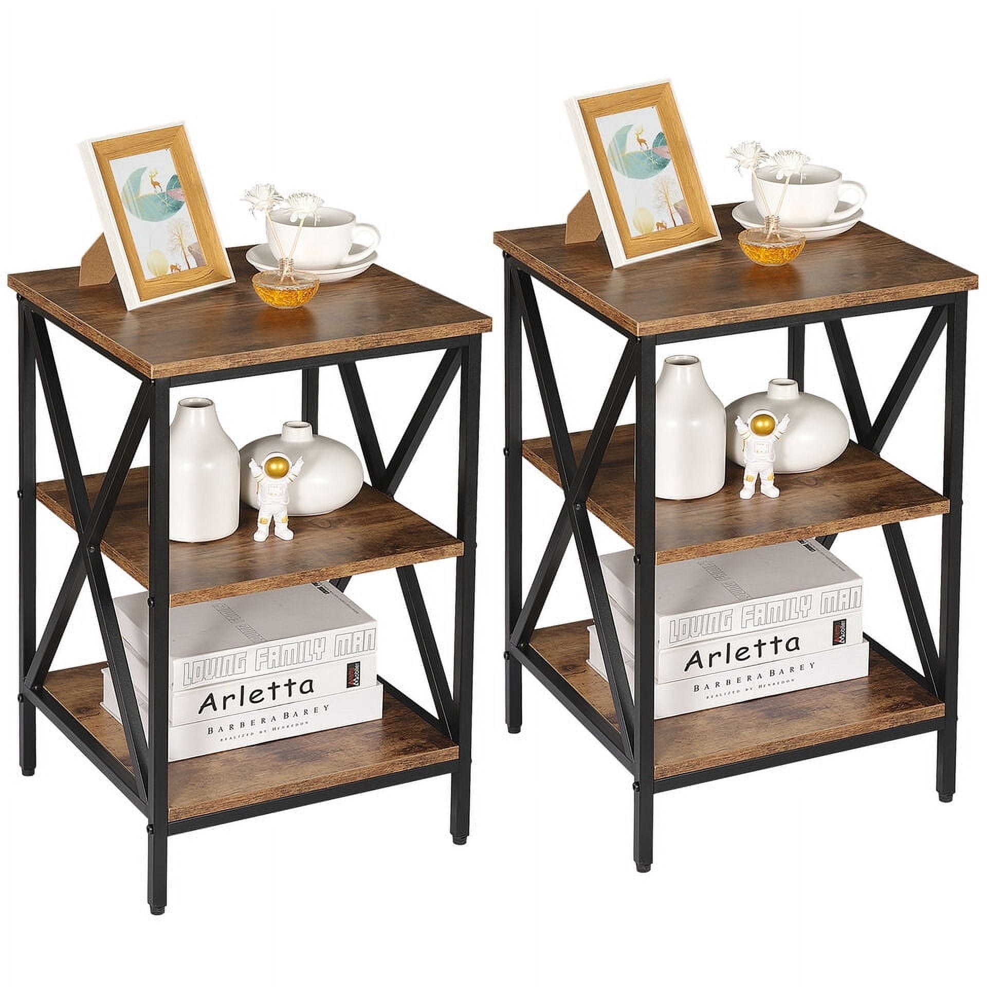 SKYNE 24 Inch Industrial 3-Tier Side Table with Shelves - Heavy Duty ...