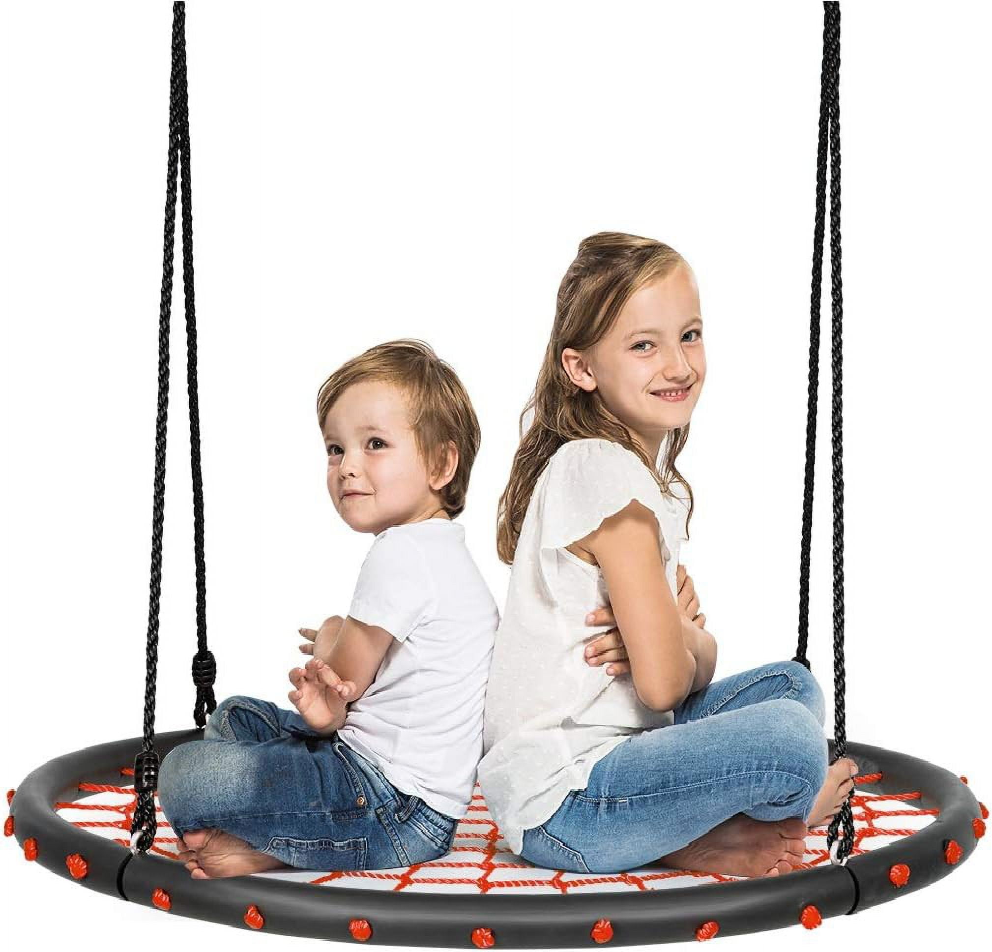 SKYNE 40'' Spider Web Tree Swing Set, Kids Outdoor Round Net Swing ...