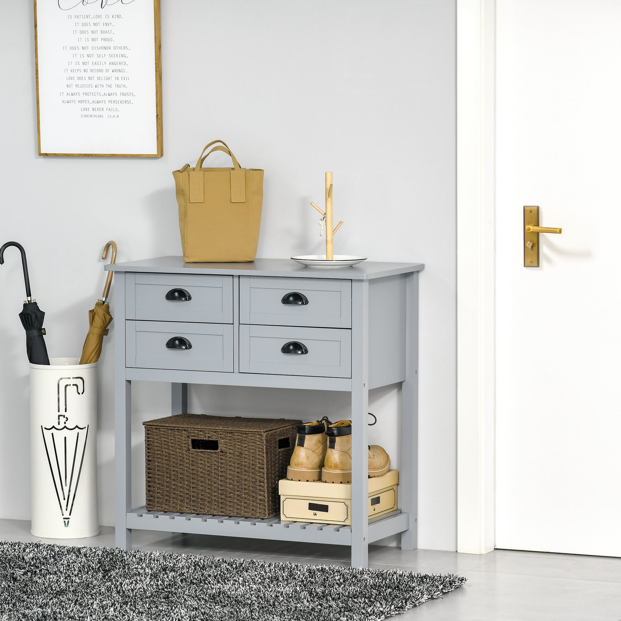 SKYNE Coffee Bar Sideboard 4 Drawer behind sofa table - Traditional ...