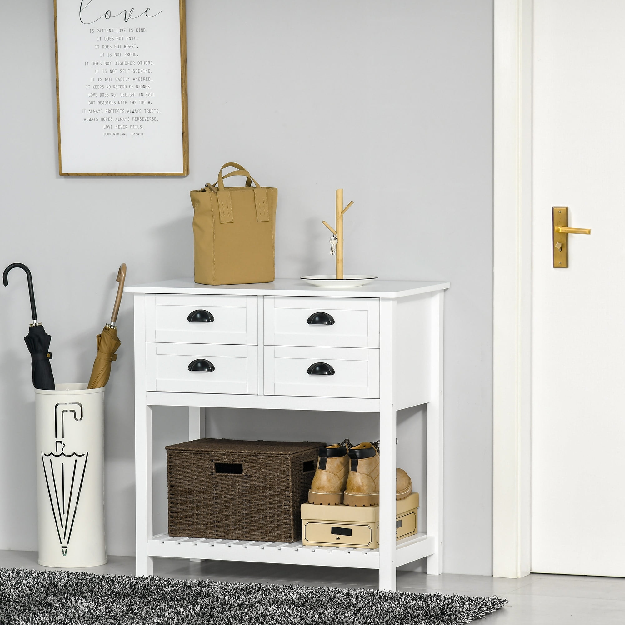 SKYNE Coffee Bar Sideboard 4 Drawer behind sofa table - Traditional ...