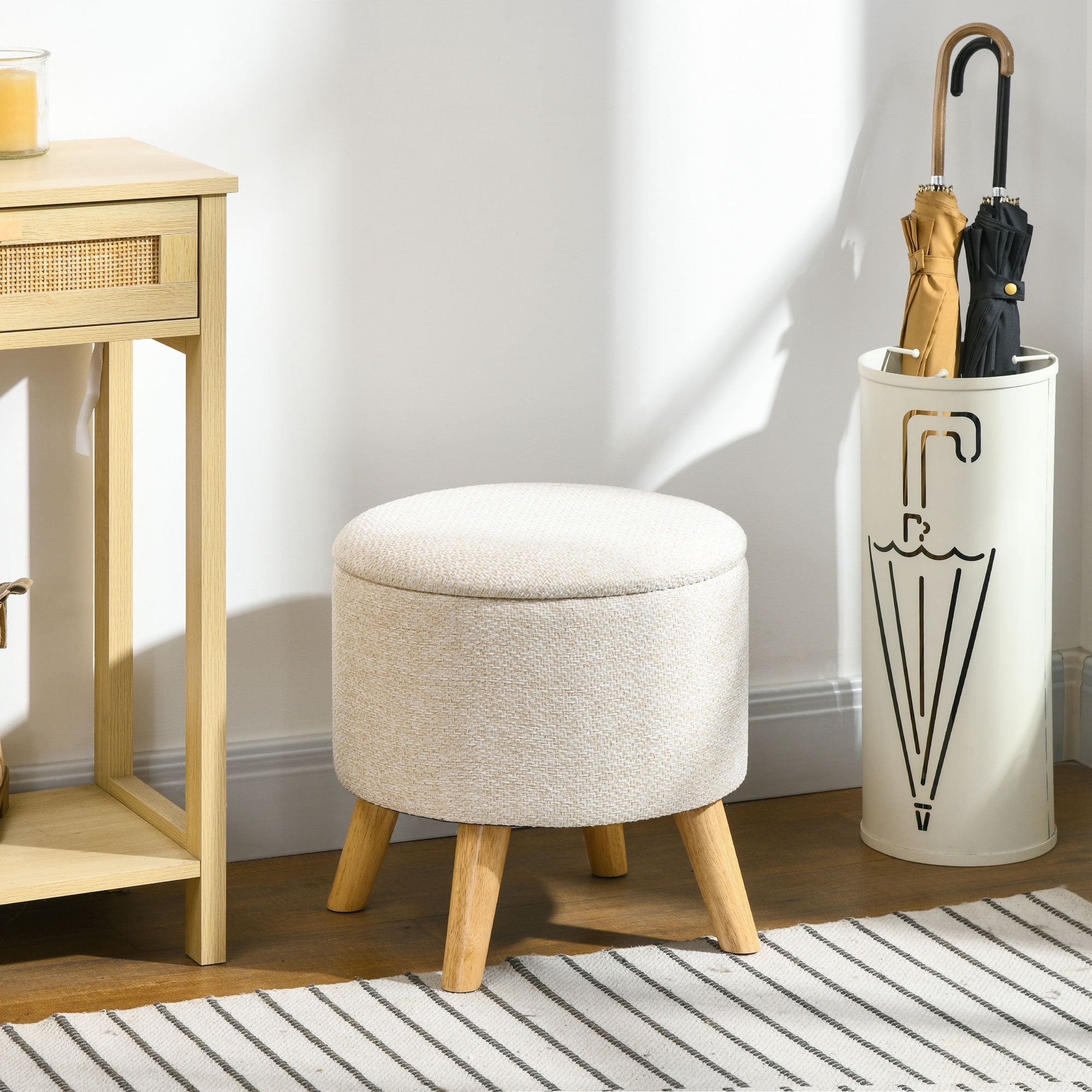SKYNE Home Decor | Upholstered Round Storage Ottoman | Ottoman with ...
