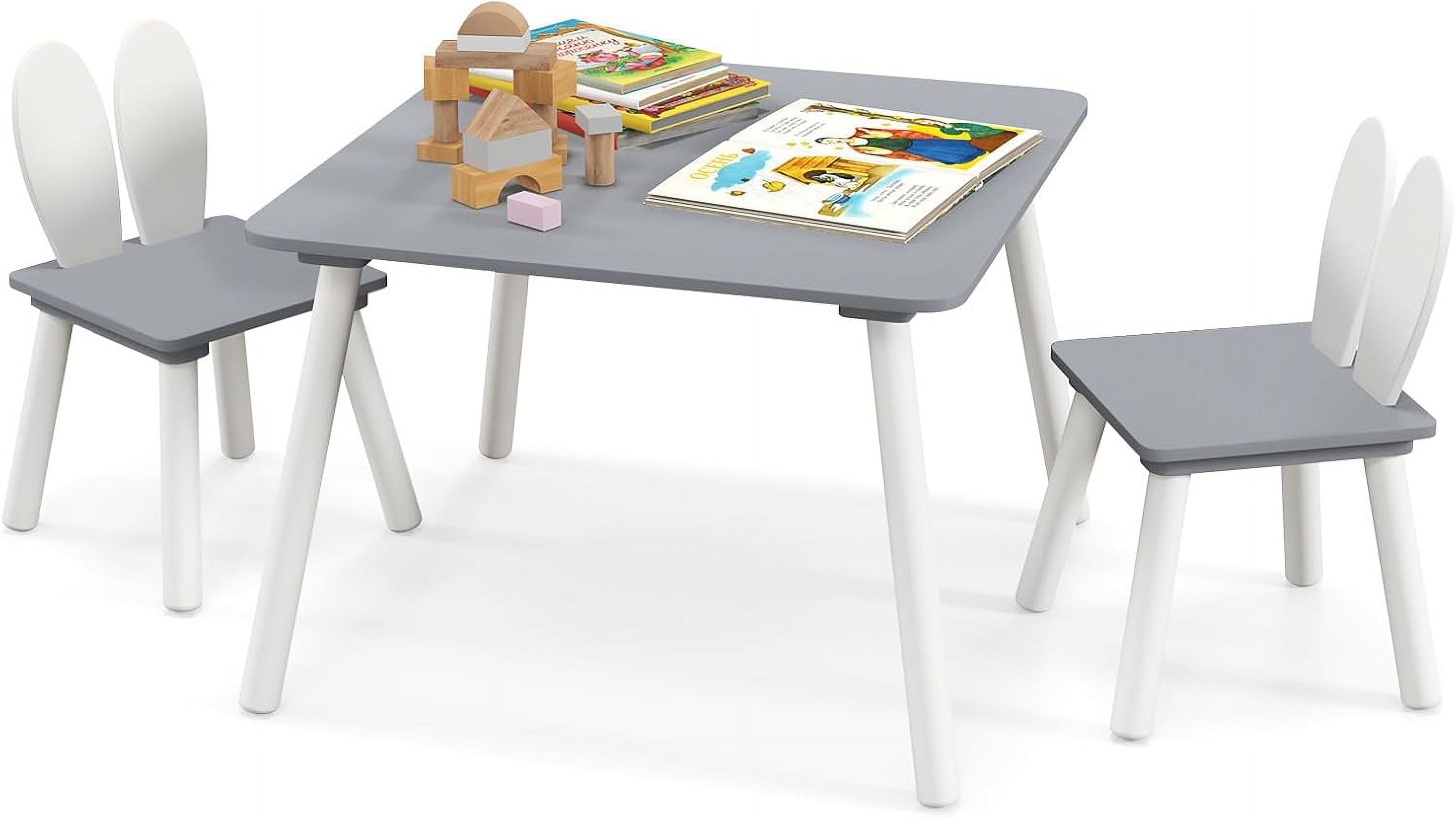 SKYNE Kids Table and Chair Set, 3 Pieces Wooden Activity Table & 2 ...