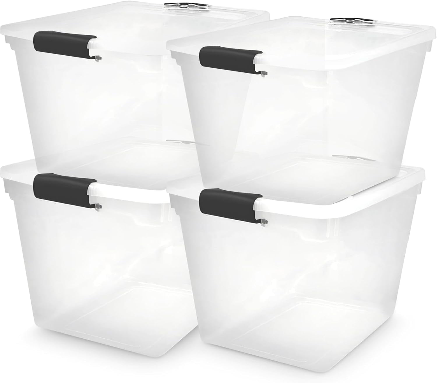 SKYNE Latching Lid, Large Clear Plastic Storage Bins with Lids, 66 ...