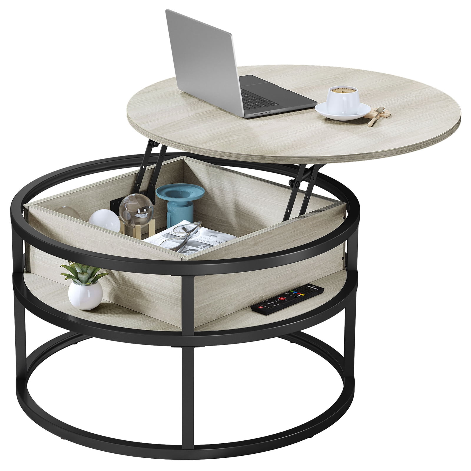 SKYNE Round Lift Top Coffee Table, Coffee Tables for Living Room with ...