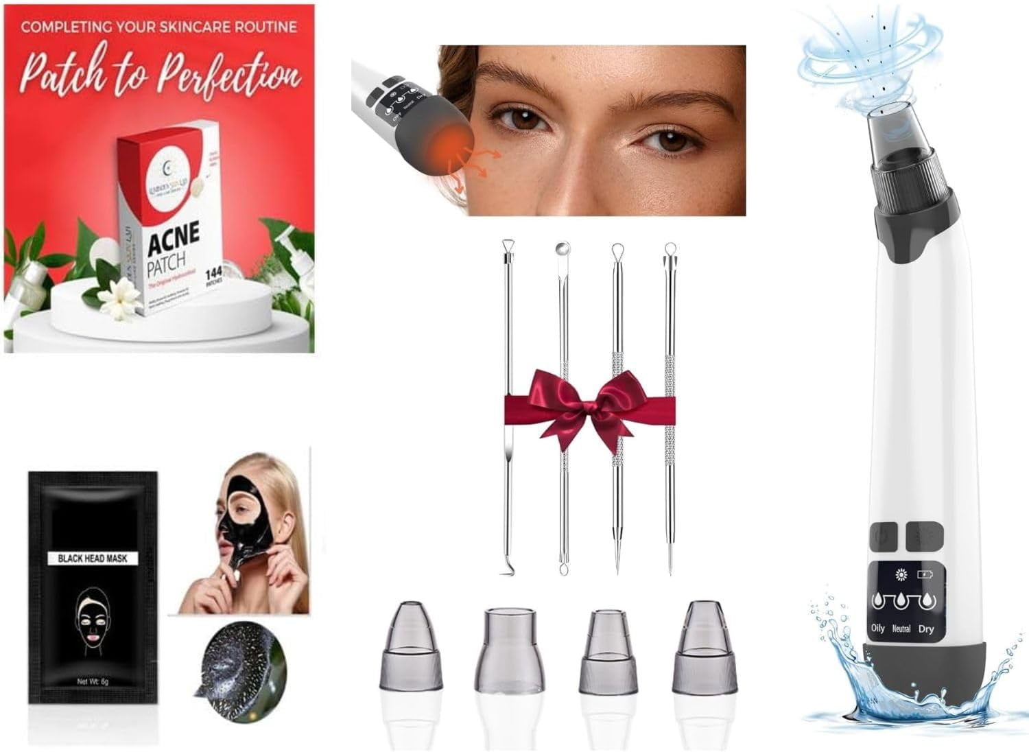 SKYNERGY 3-in-1 Blackhead Remover Kit, Blackhead Remover Device with 4 ...