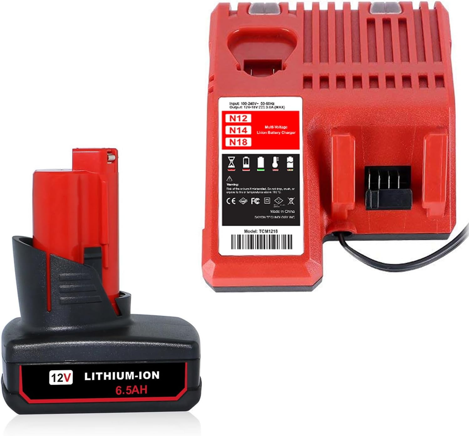 SKYON 12V 6.5Ah 48-11-2460 Battery and Charger Kit Compatible with 12V ...