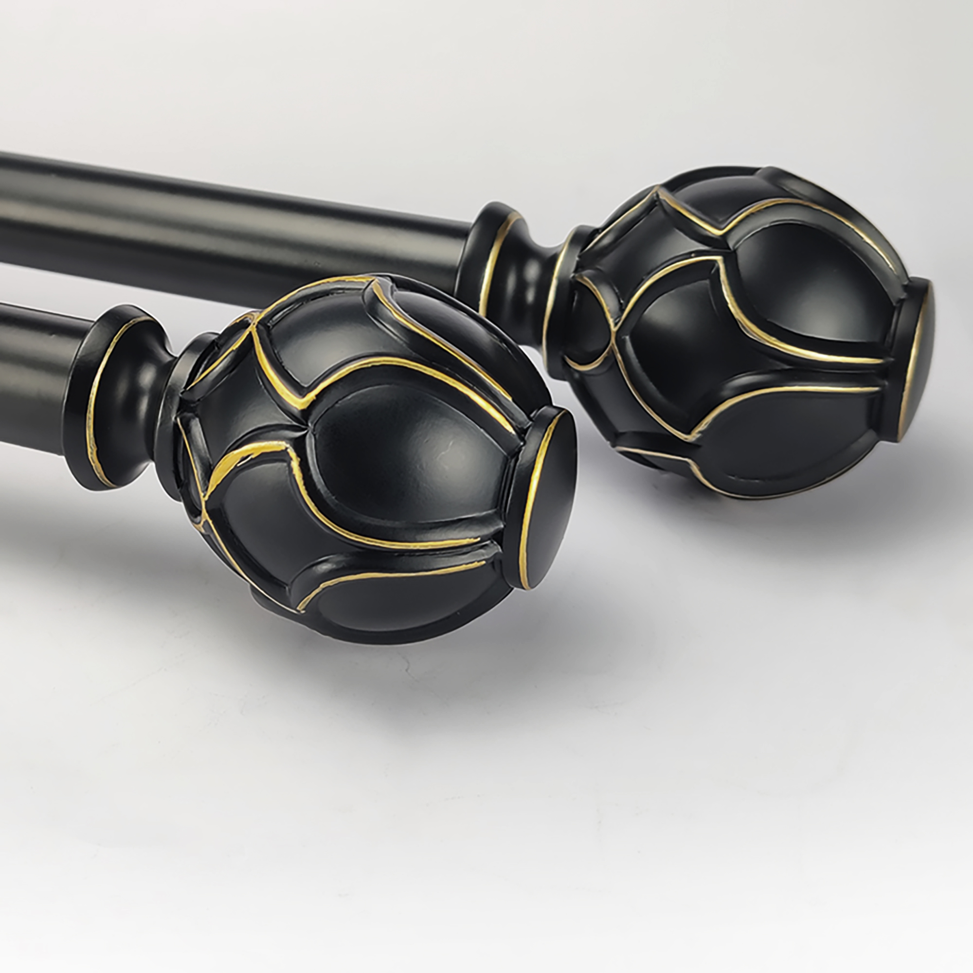 Exclusive Home Acorn 1" Curtain Rod and Finial Set, Matte Black ...