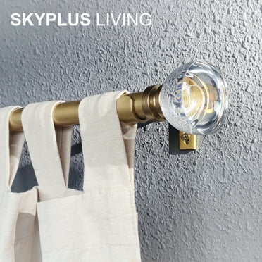 SKYPLUS LIVING Gold Single Window Curtain Rod Set, 72-144 in, with ...