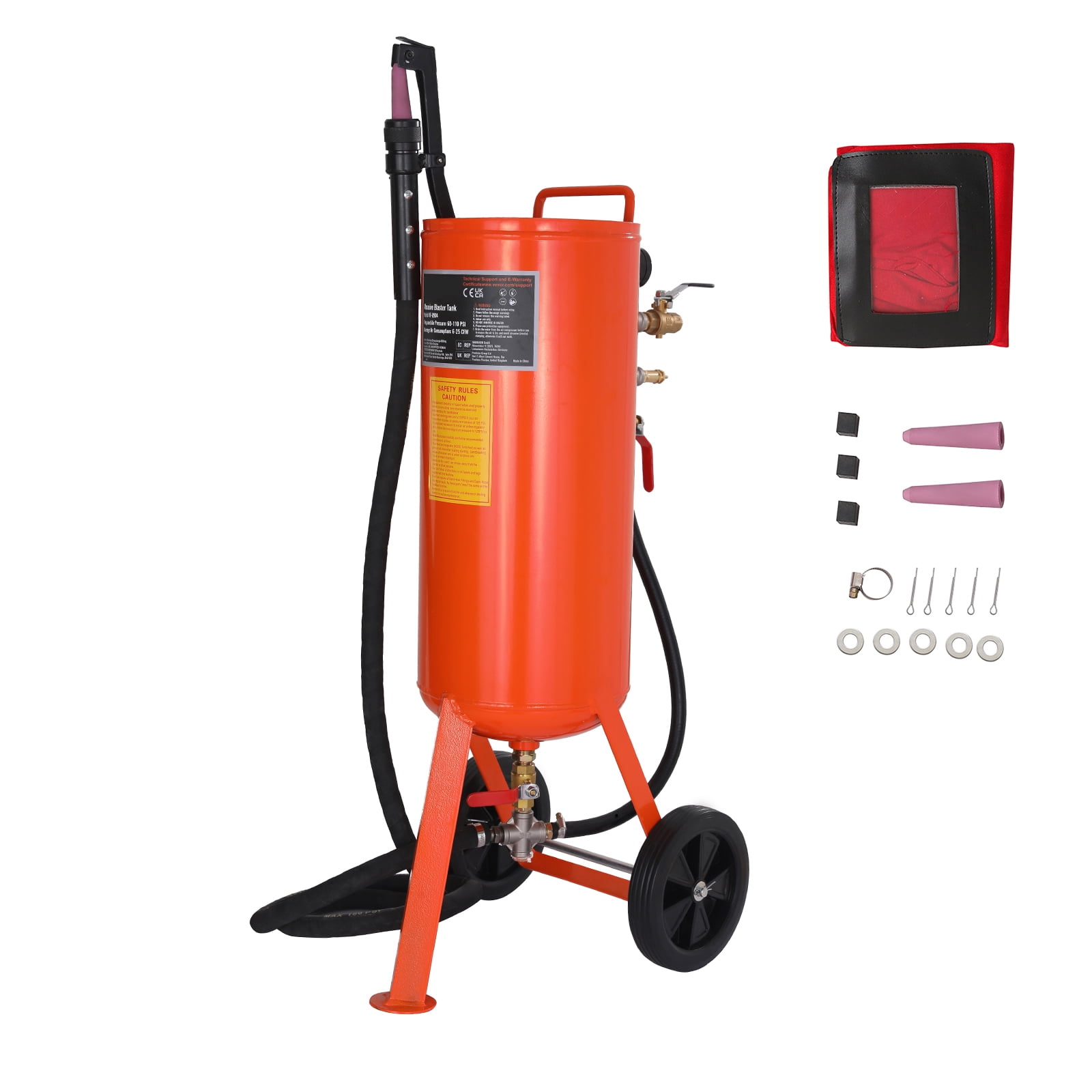 SKYSHALO 10 Gallon Durable Sand Blaster 60 110 PSI Pressure Sandblaster Mobile Abrasive Blasting Unit Air Sand Blaster Kit with 2 Ceramic Nozzles 7.5ft Hose for Removing Stain Rust Paint Walmart Busin...