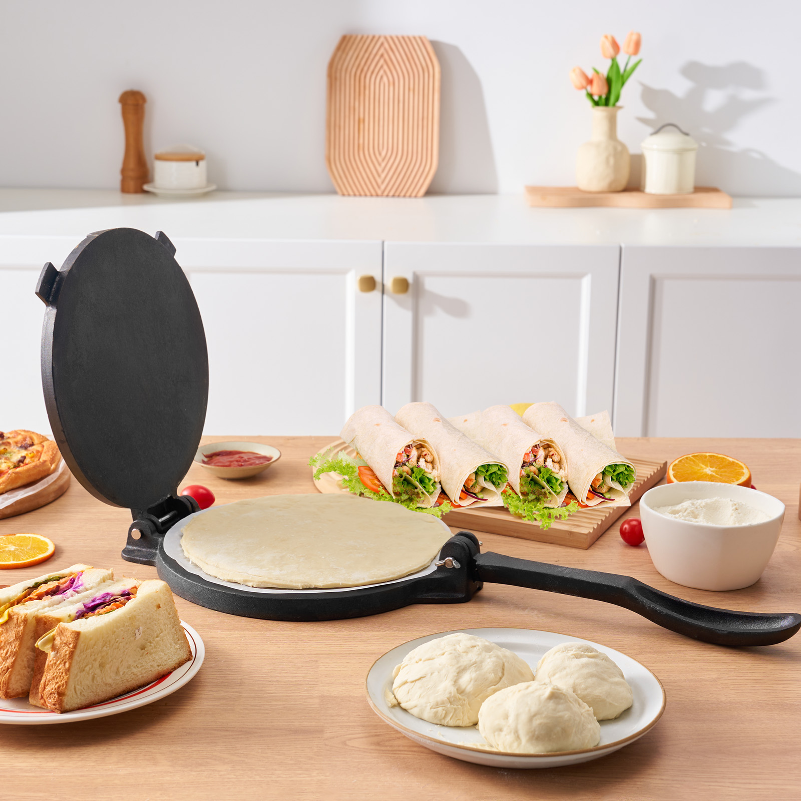 Cheer US Wood Tortilla Press Dough Dumpling Skin Maker Presser Chapati ...