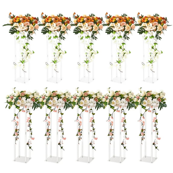 SKYSHALO 10-Piece Set of 23.6" Tall Floral Stands, Featuring Acrylic ...