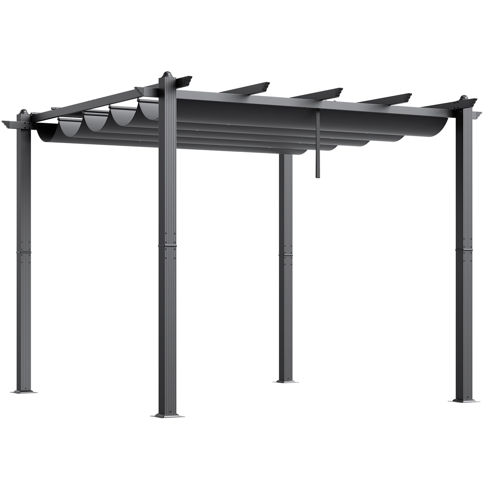 KFFKFF 10'x10' Aluminum Pergola, Outdoor with Retractable Sun Shade ...